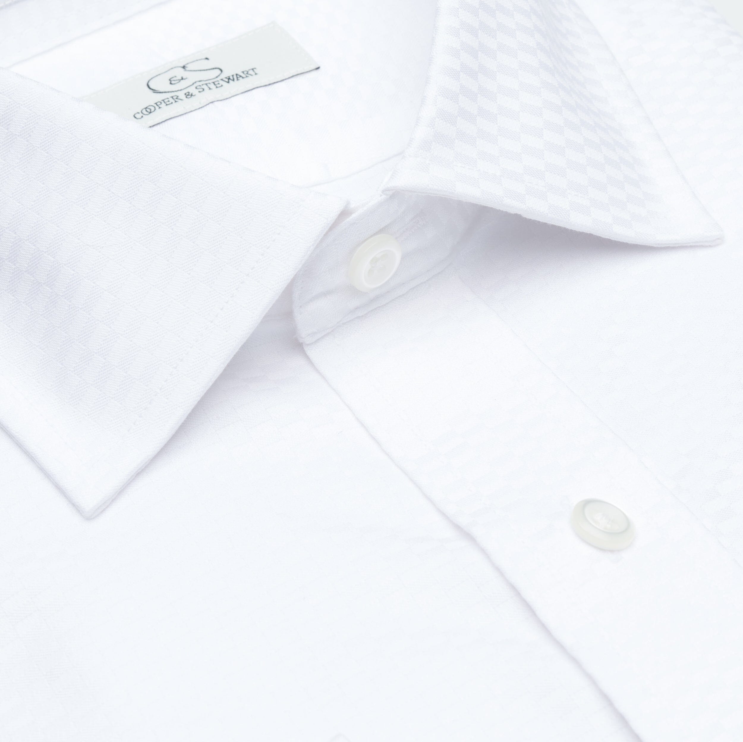 Men's White Tonal Tuxedo Tailored Fit Spread Collar Dress Shirt ...