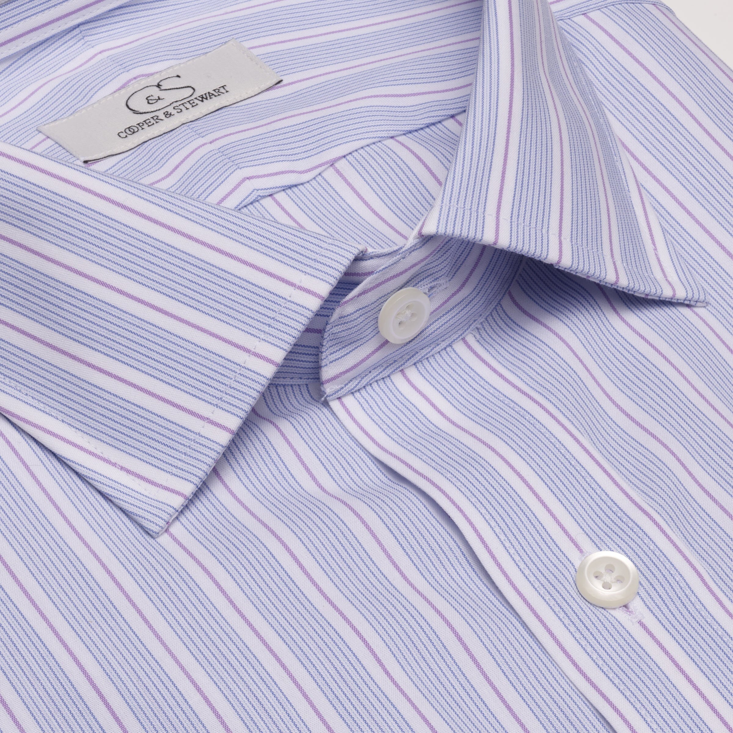 Men's Multi Track Stripe Spread Collar Dress Shirt – Cooper & Stewart